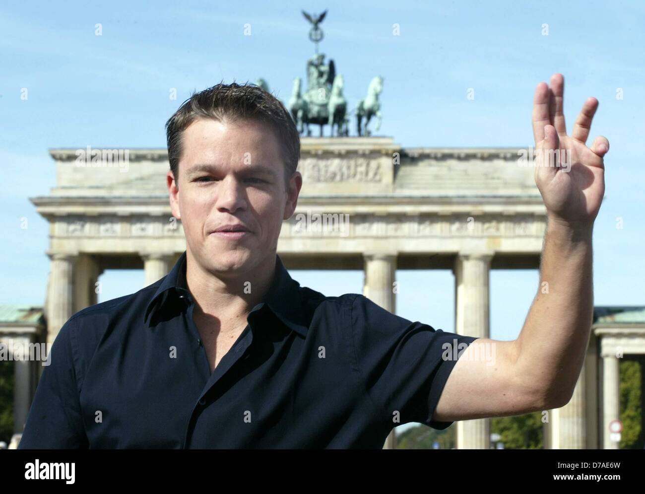 Matt Damon during a photo session at Brandenburg Gate in Berlin Stock ...