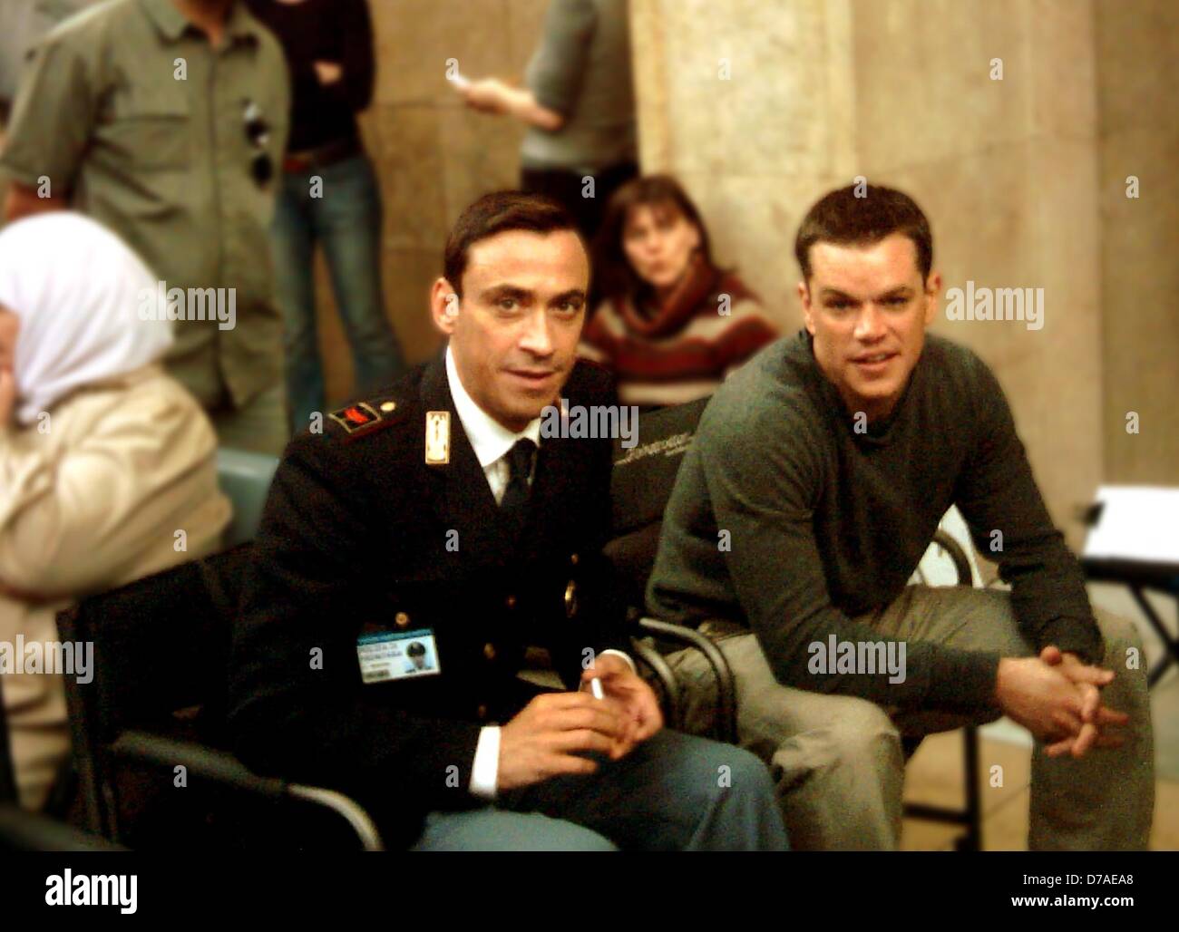 Actor from Berlin Claudio Maniscalco (l) and Matt Damon (r) during a ...