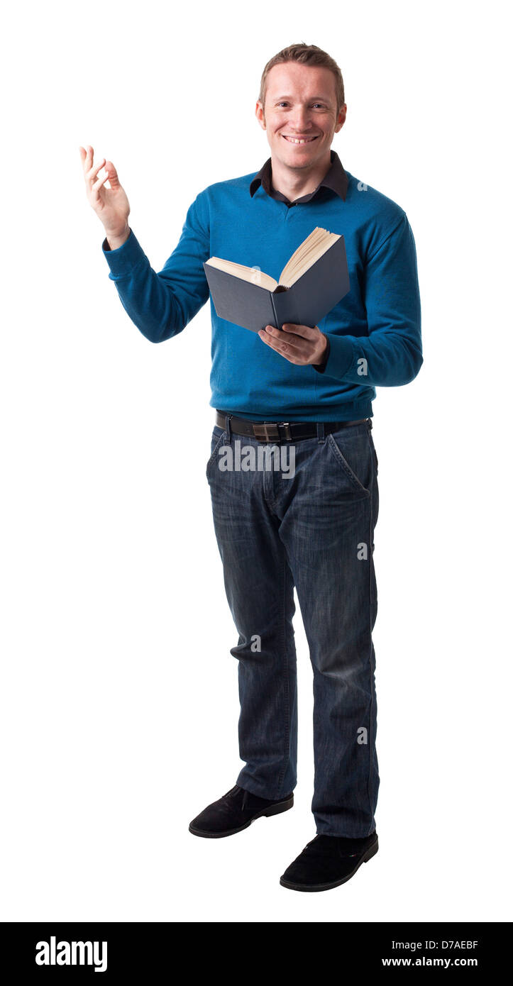 friendly teacher isolated on white background Stock Photo - Alamy