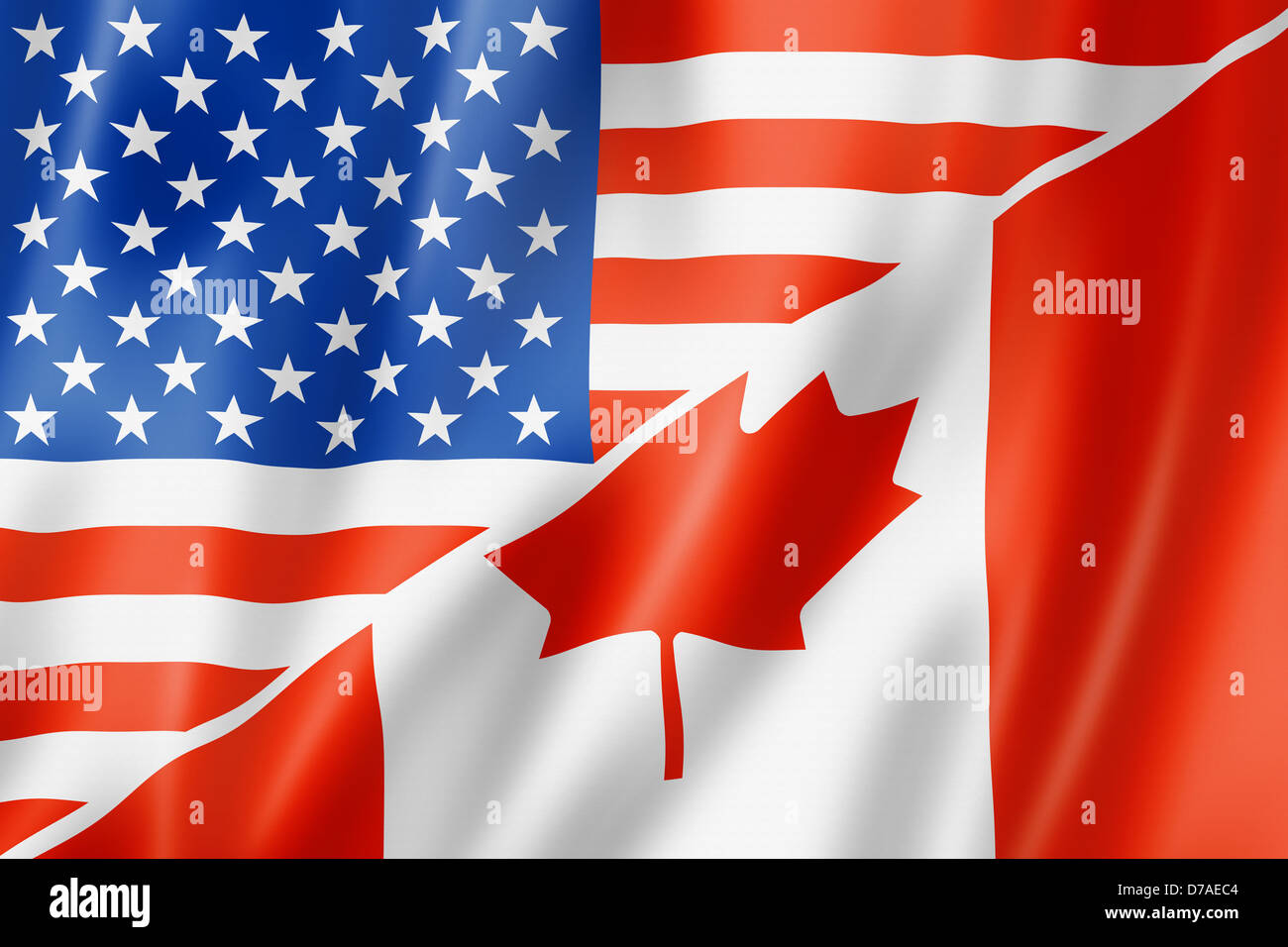Mixed USA and Canada flag, three dimensional render, illustration Stock ...