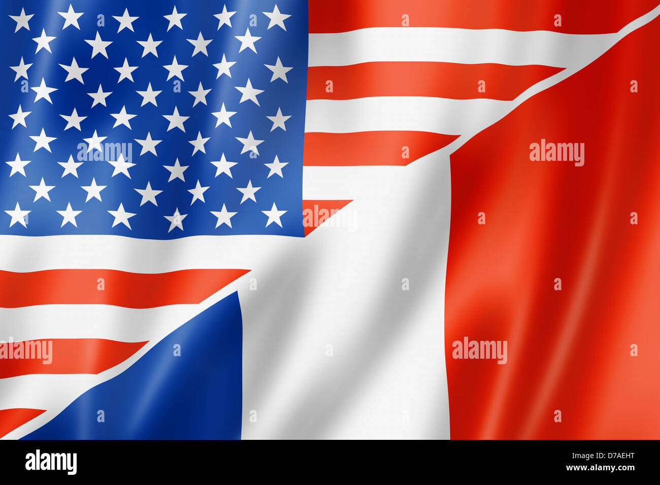 Mixed USA and France flag, three dimensional render, illustration Stock ...