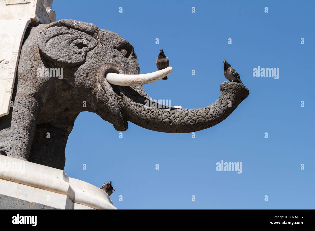 The lava stone elephant, symbol of the city of Catania, part of the ...