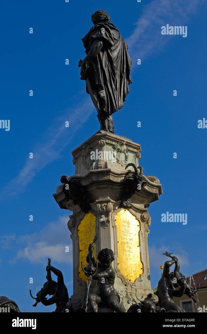 Augsburg, Rathausplatz, Augustus fountain, Augustusbrunnen, Town Hall ...