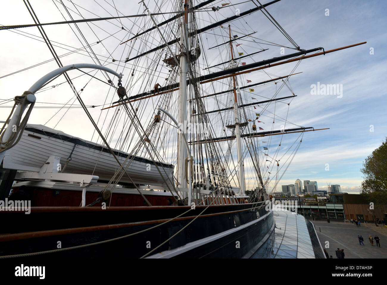 Cutty Sark, the last tea clipper ship suspended in dry dock in ...