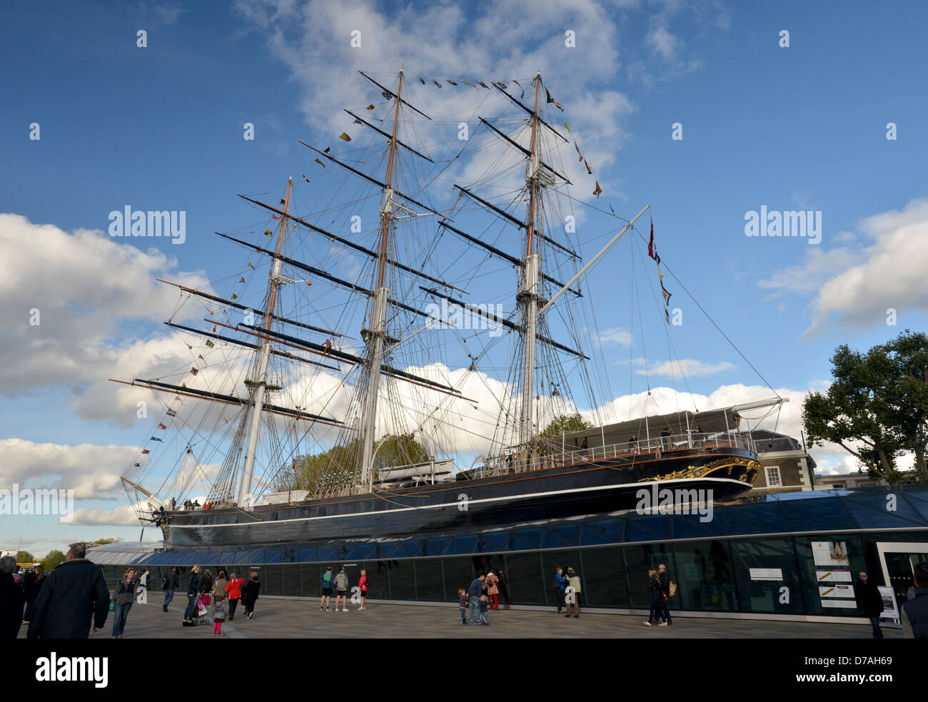 Cutty Sark, the last tea clipper ship suspended in dry dock in ...