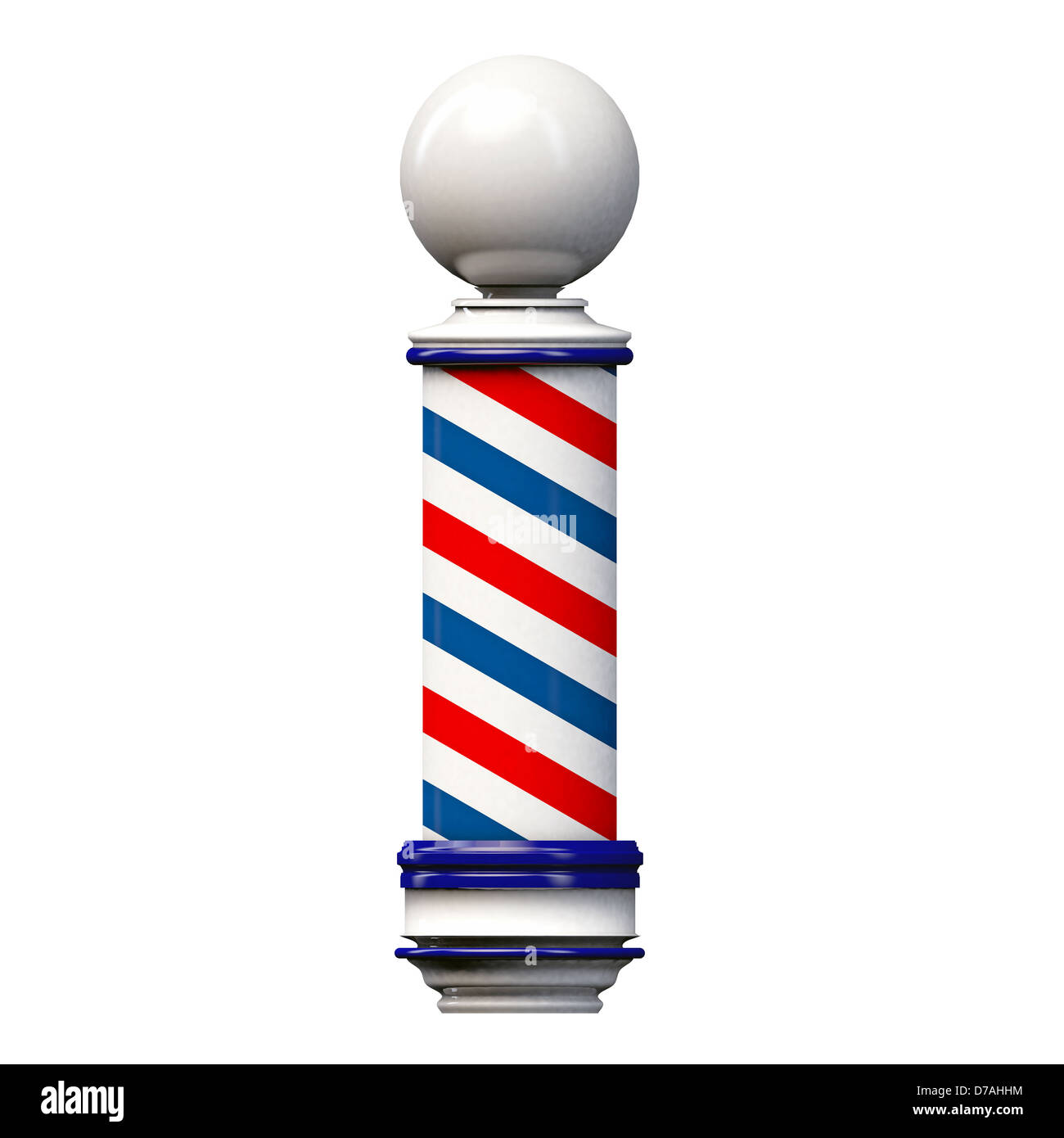 old barber pole sign isolated on white background Stock Photo - Alamy
