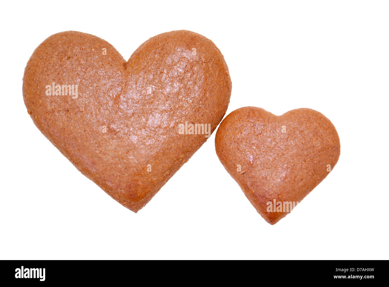 two gingerbread hearts isolated on white background Stock Photo - Alamy