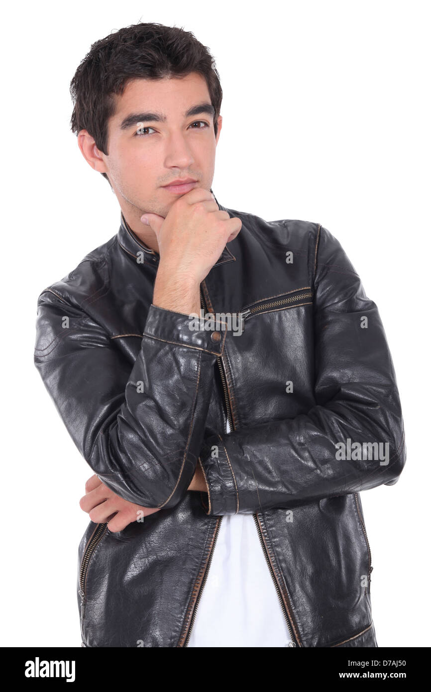 Portrait teen boy wearing leather hi-res stock photography and images ...