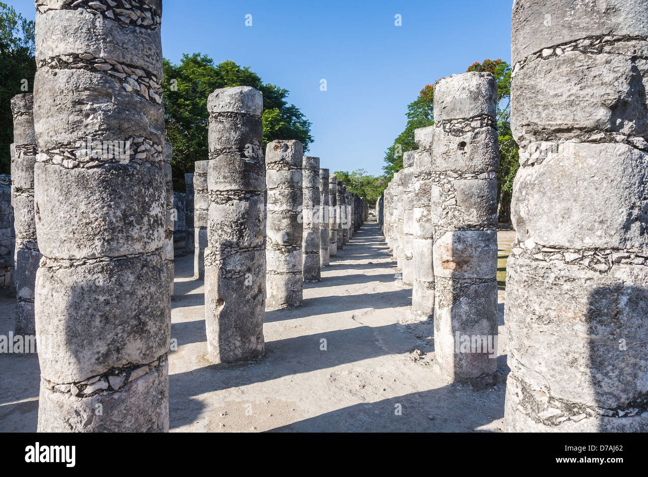 Columns at Chichen Itza Yucatan Mexico - Thousand Columns in Temple of ...