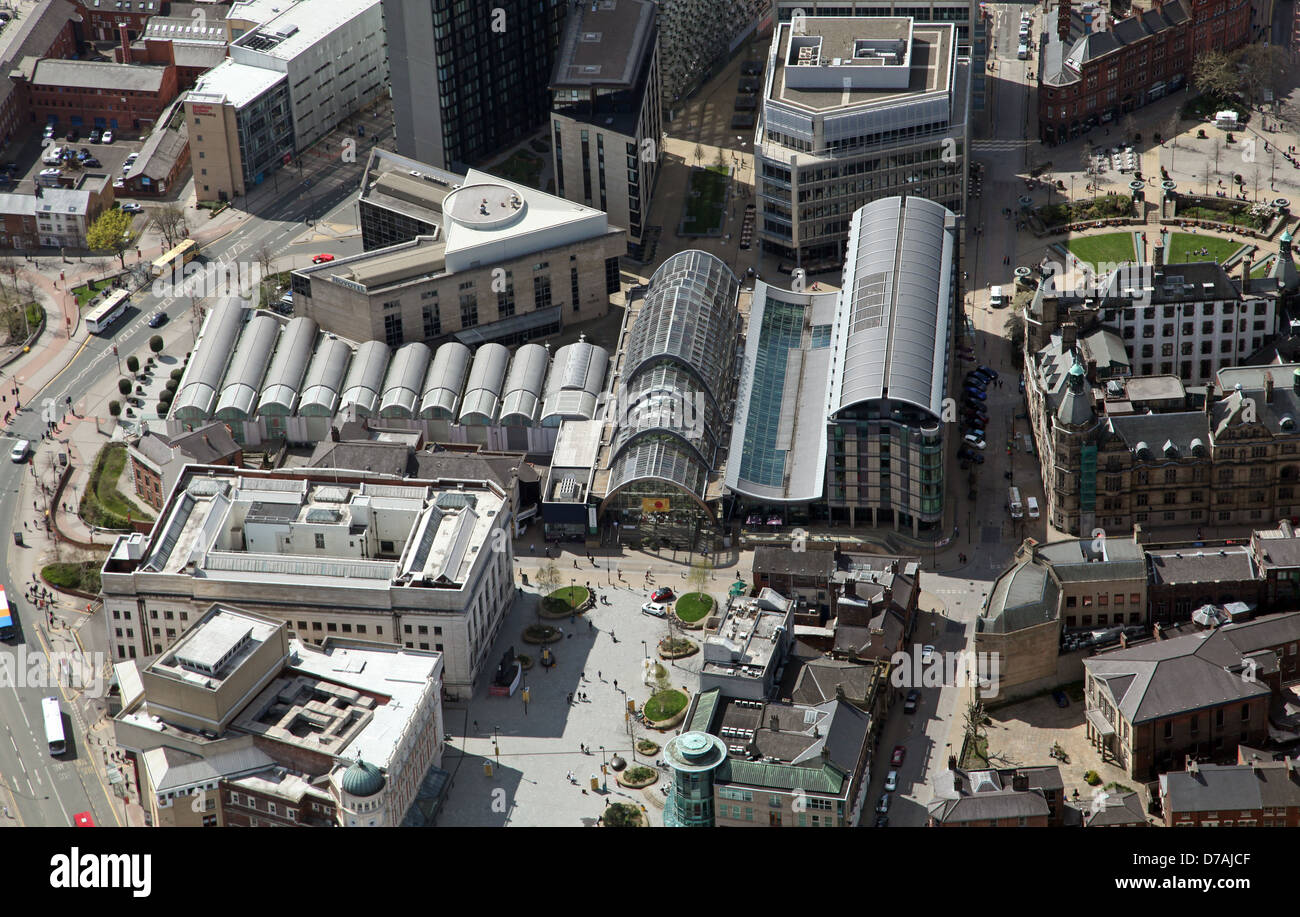 aerial view of Sheffield Winter Garden, Tudor Square, Sheffield Stock ...
