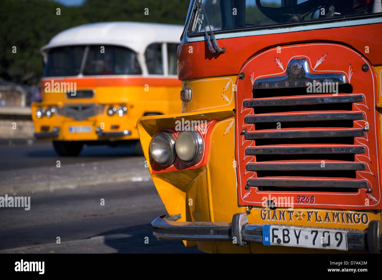 The colorful vintage buses in Valletta, Malta Stock Photo - Alamy