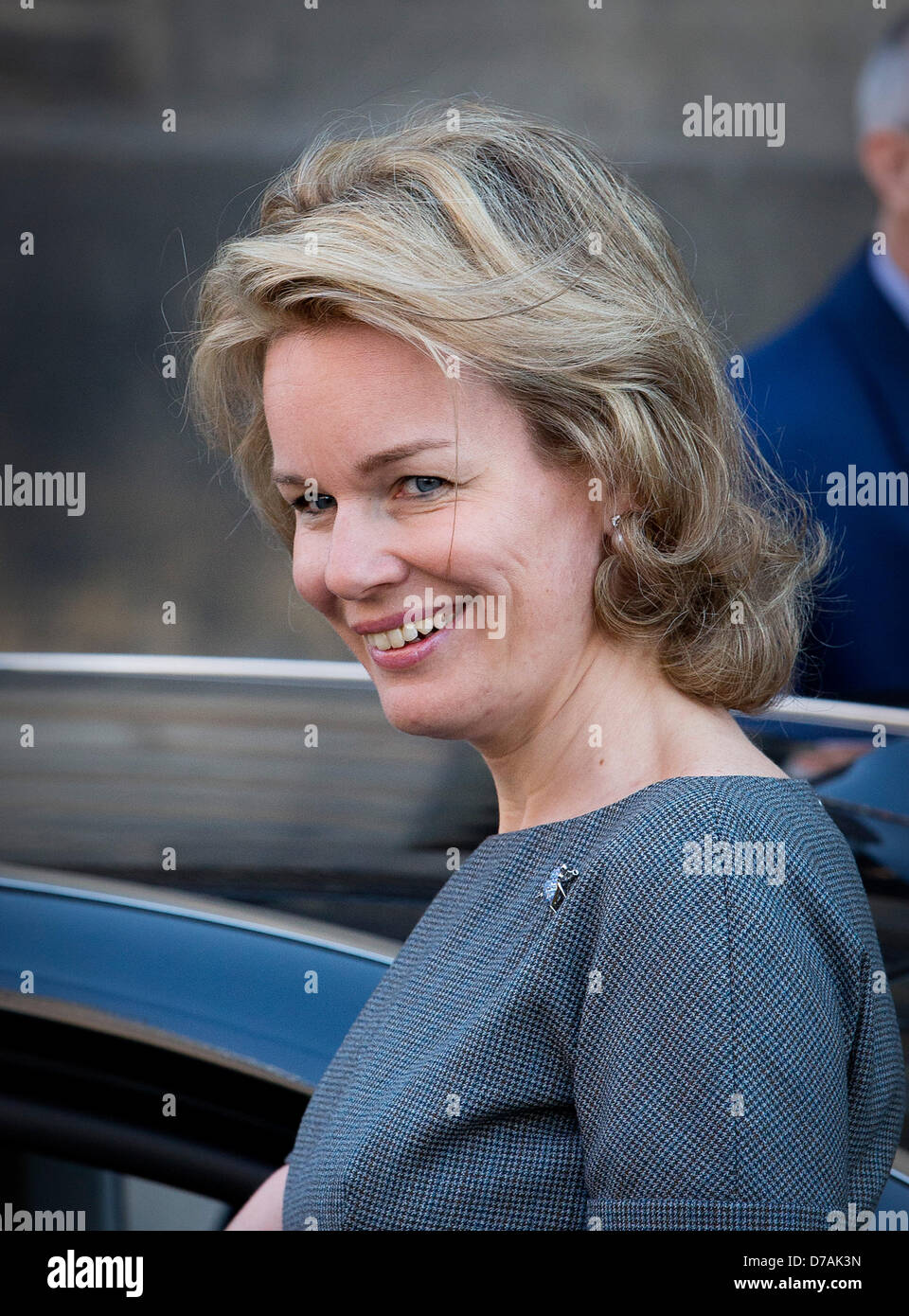 Princess Mathilde of Belgium at the Royal Palace the day after the ...