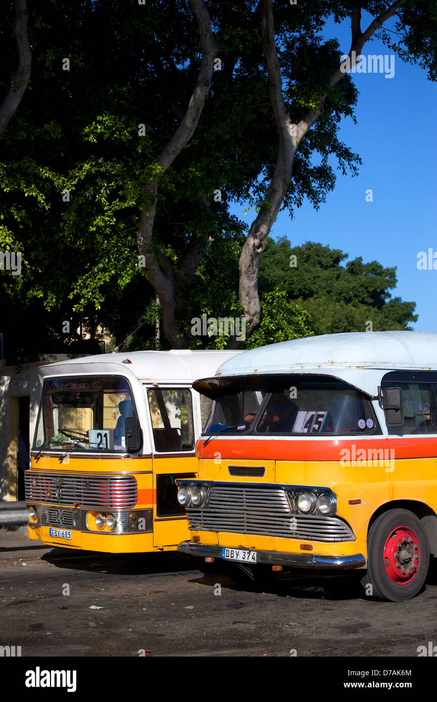 The colorful vintage buses in Valletta, Malta Stock Photo - Alamy
