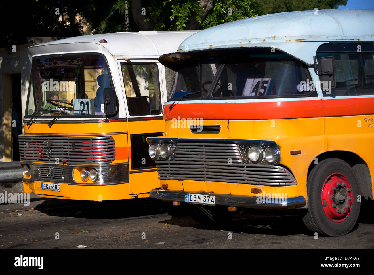 The colorful vintage buses in Valletta, Malta Stock Photo - Alamy