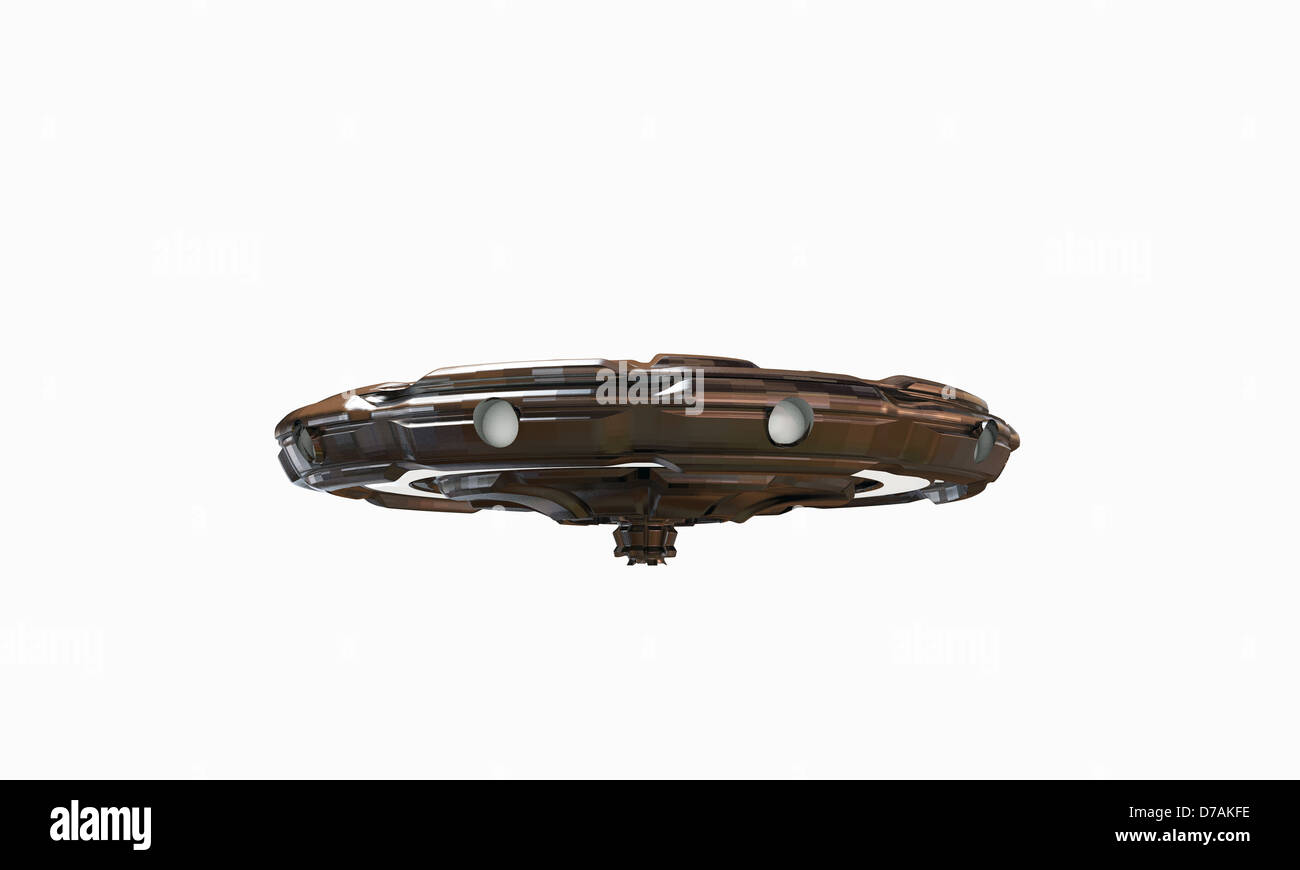 ufo spaceship isolated on white background Stock Photo - Alamy