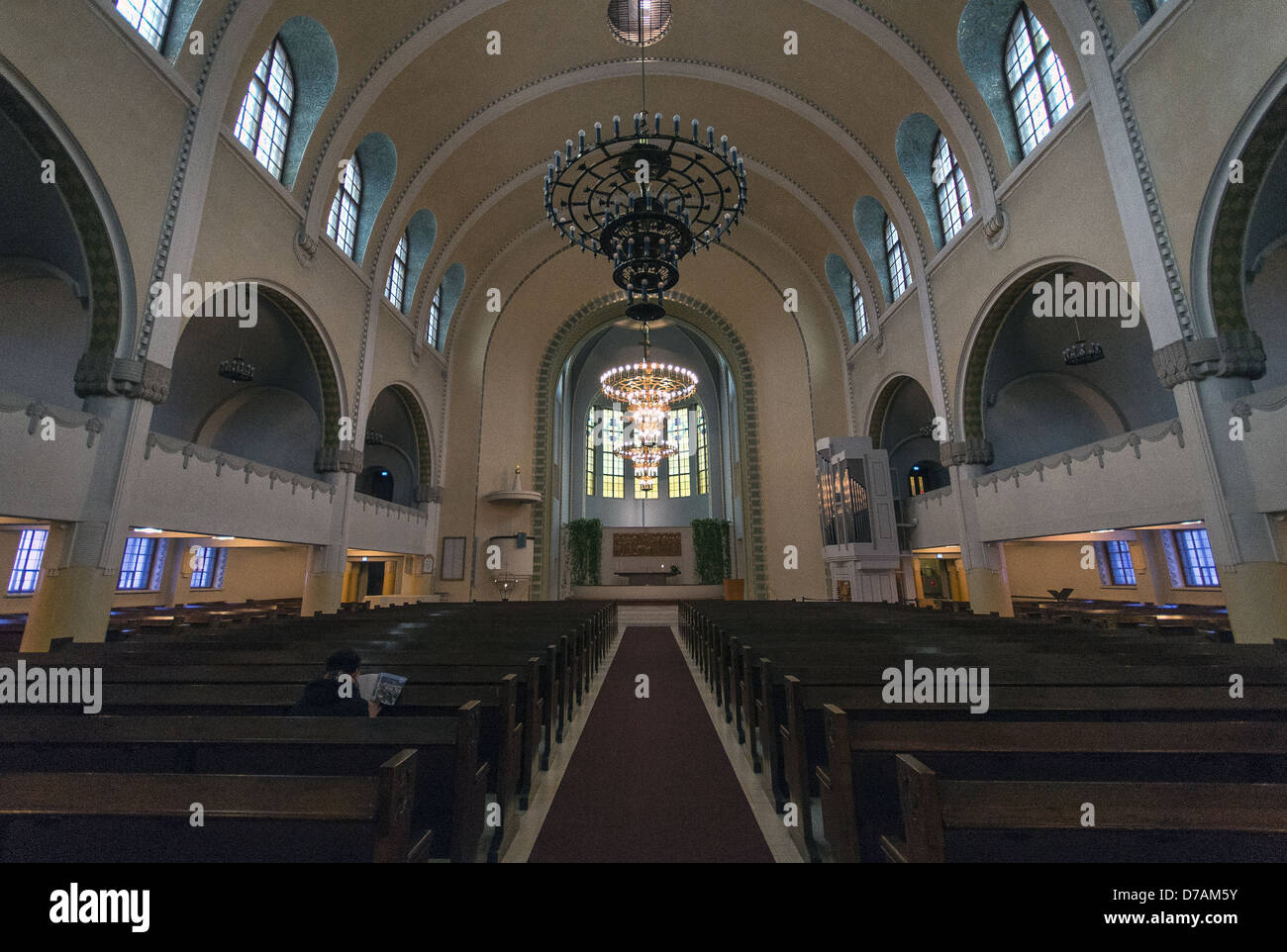 The interior of the Kallio Church Helsinki Finland designed by Lars ...