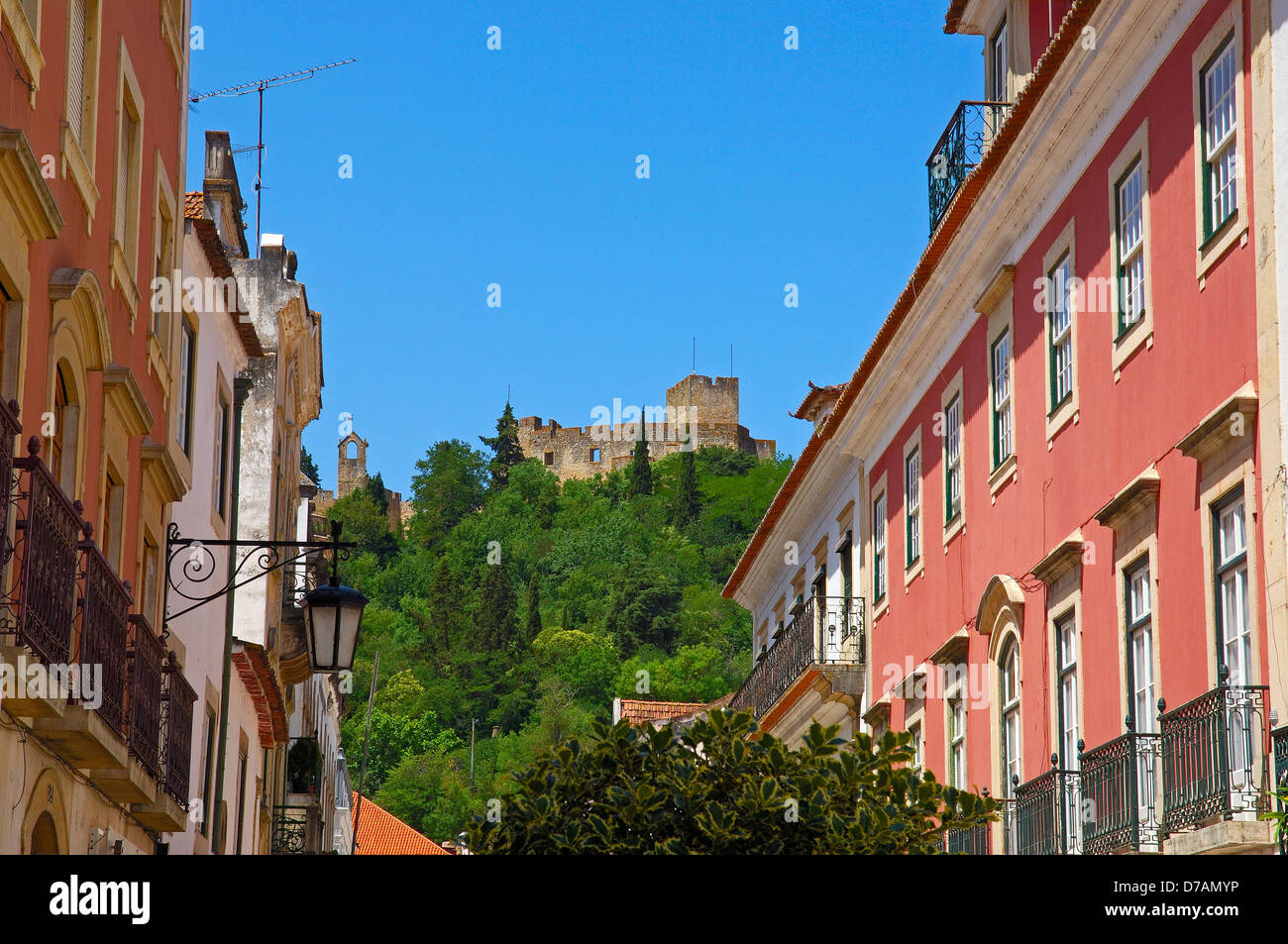 Rua Serpa Pinto, Serpa Pinto street and templar castle of Christ at ...