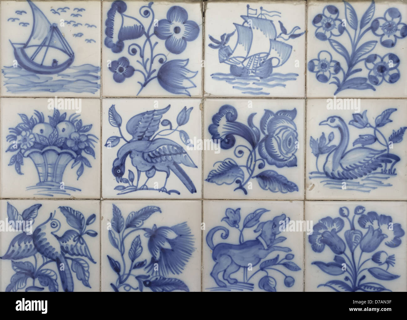 Portuguese blue and white decorative tiles also known as azulejos in ...
