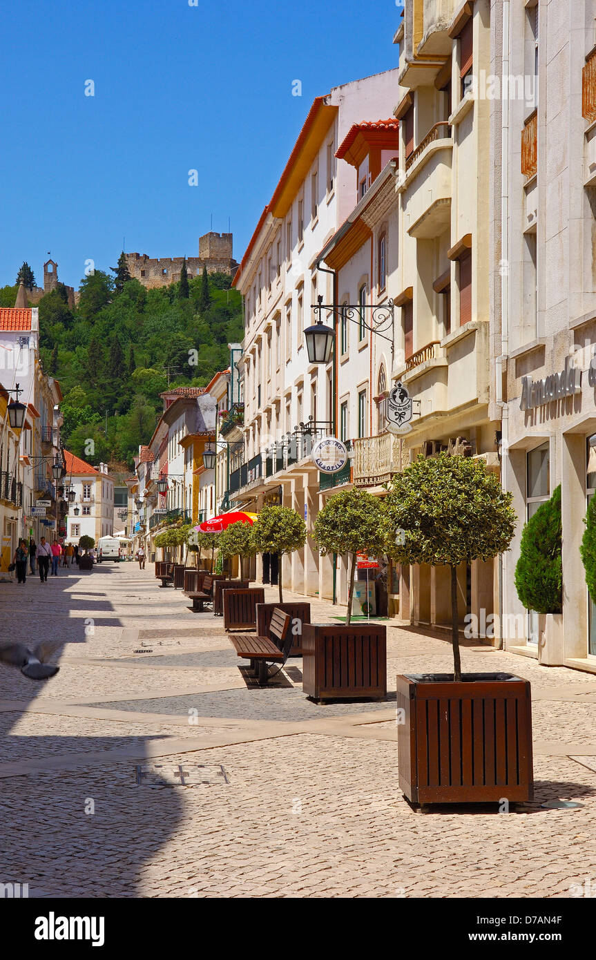 Rua Serpa Pinto, Serpa Pinto street and templar castle of Christ at ...