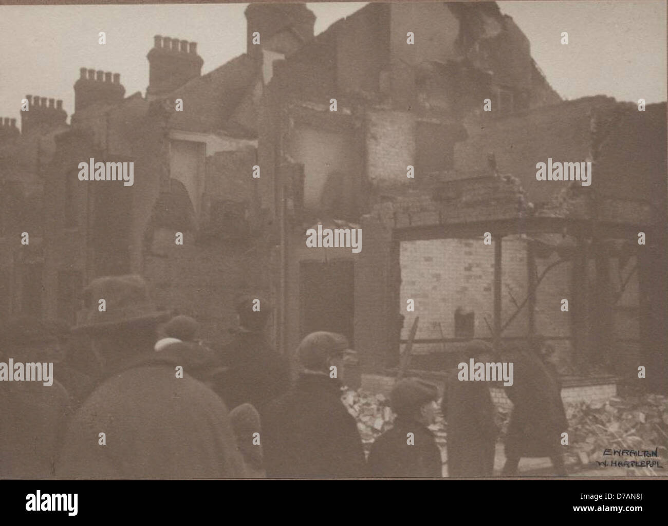 A photograph depicting a residence and timber yard in Hartlepool ...