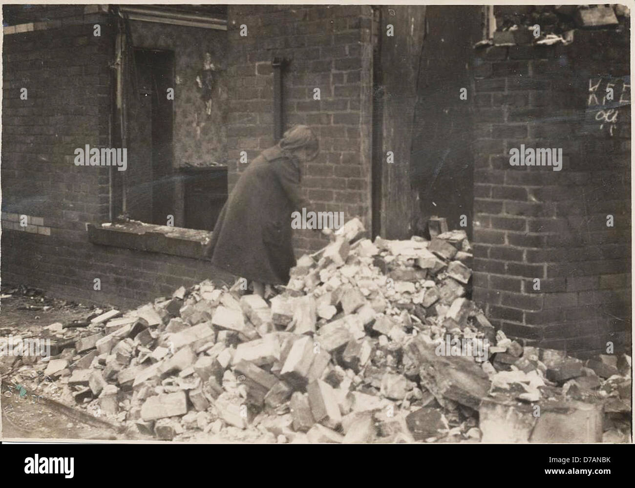 This photograph depicts the aftermath of a fire in Hartlepool in 1922 ...