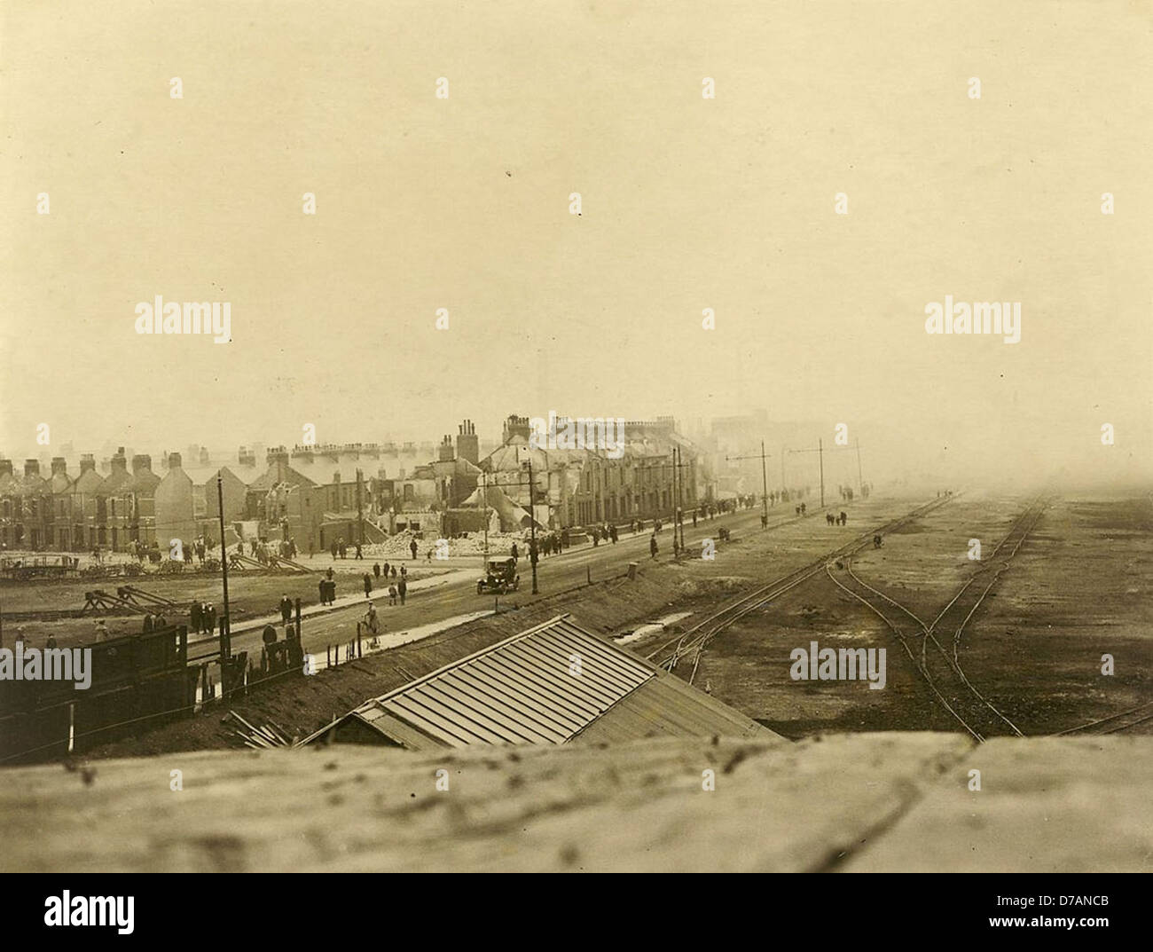This photograph captures the aftermath of the 1922 timber yard fire in ...
