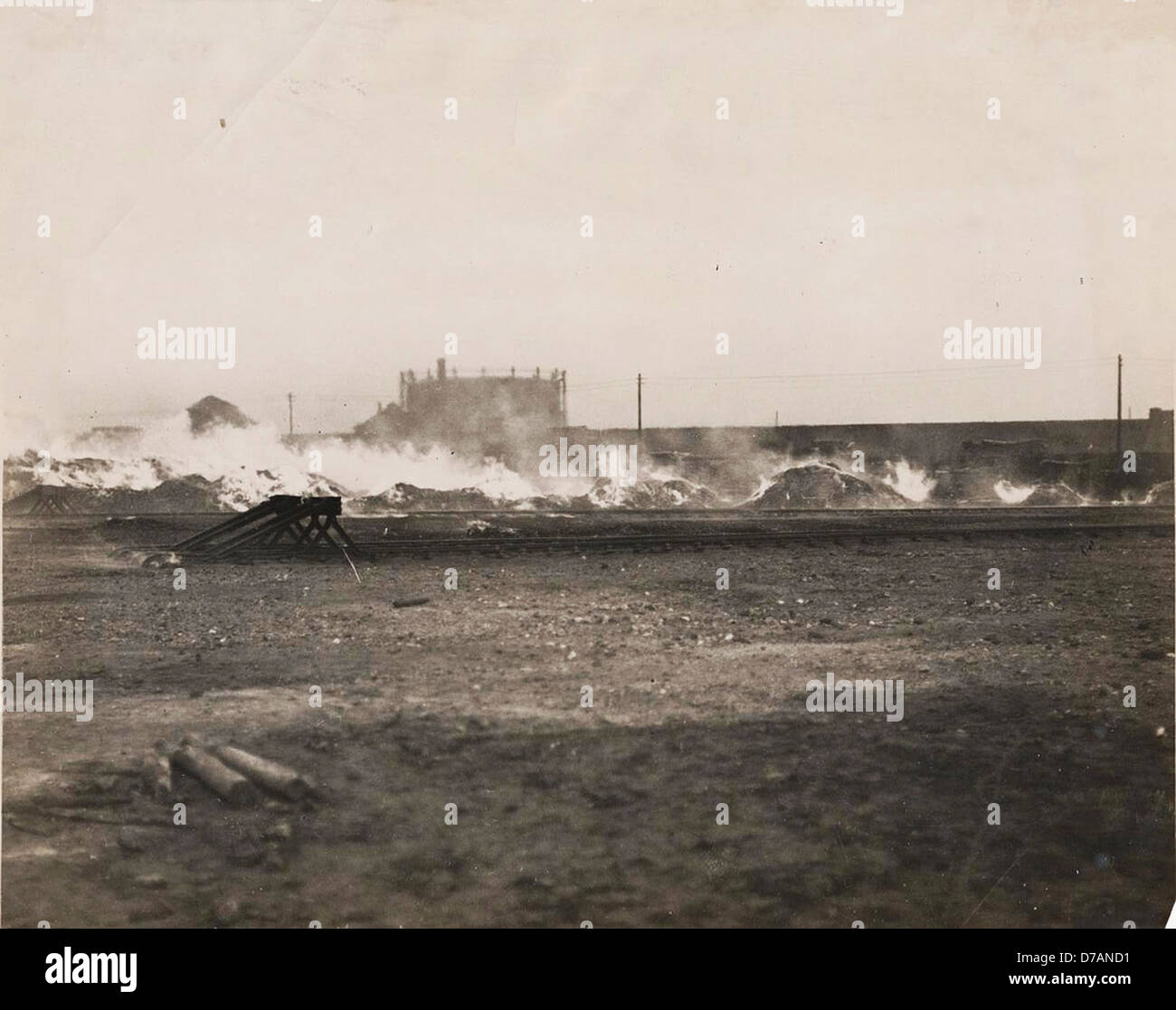 This photograph captures the Gas Works and Timber Yard fire in ...