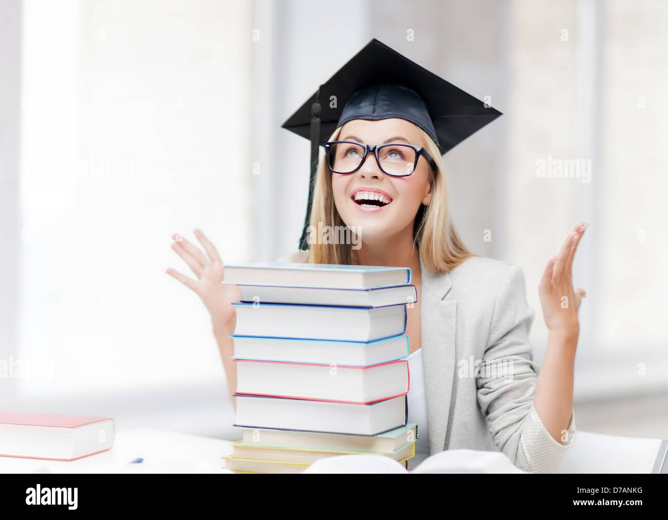 happy student in graduation cap Stock Photo - Alamy