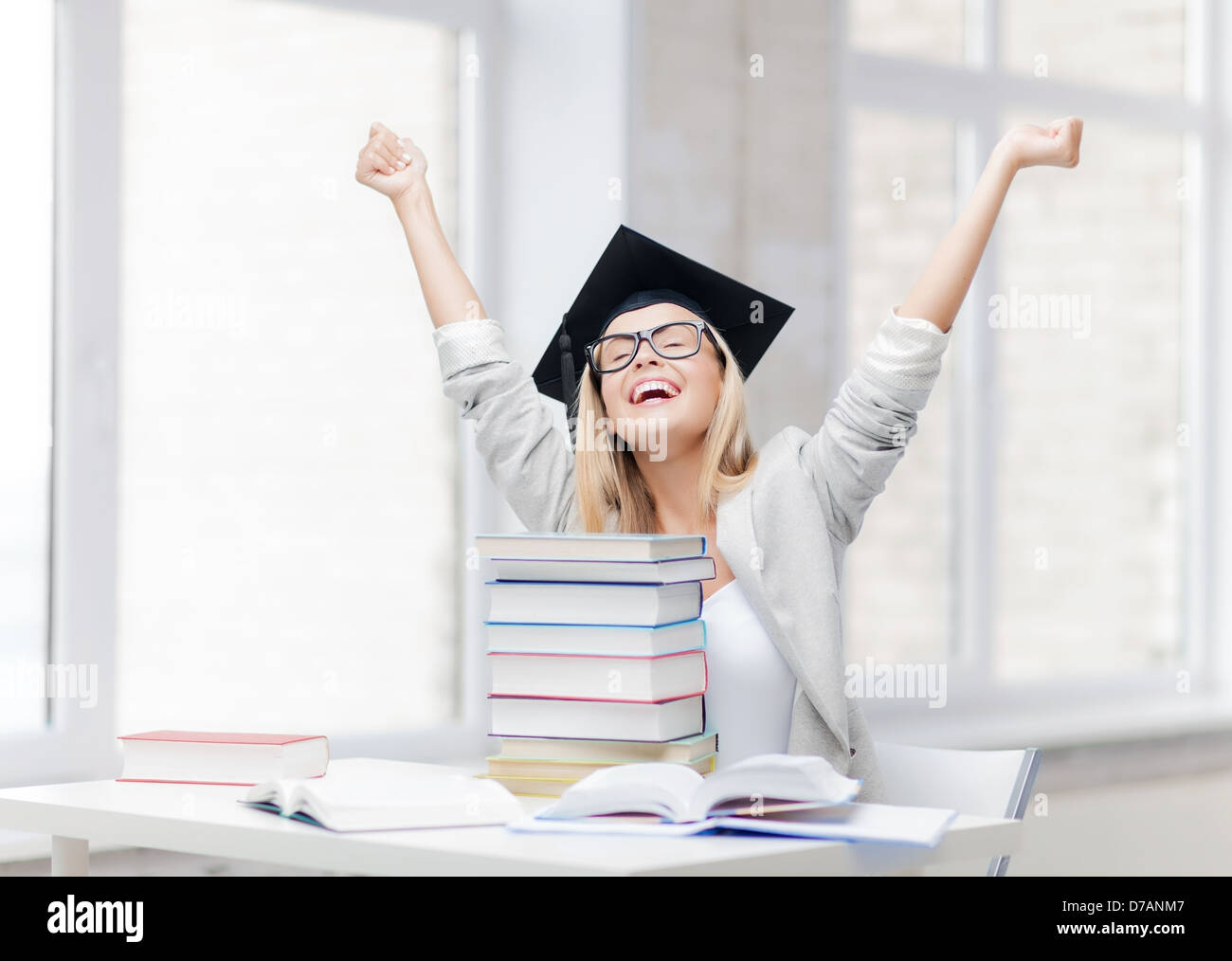 happy student in graduation cap Stock Photo - Alamy