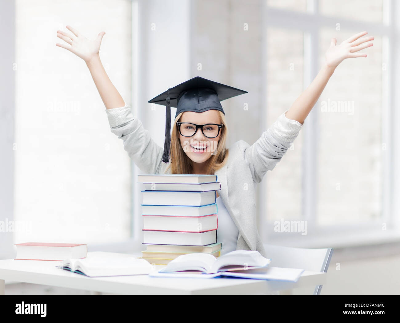 happy student in graduation cap Stock Photo - Alamy