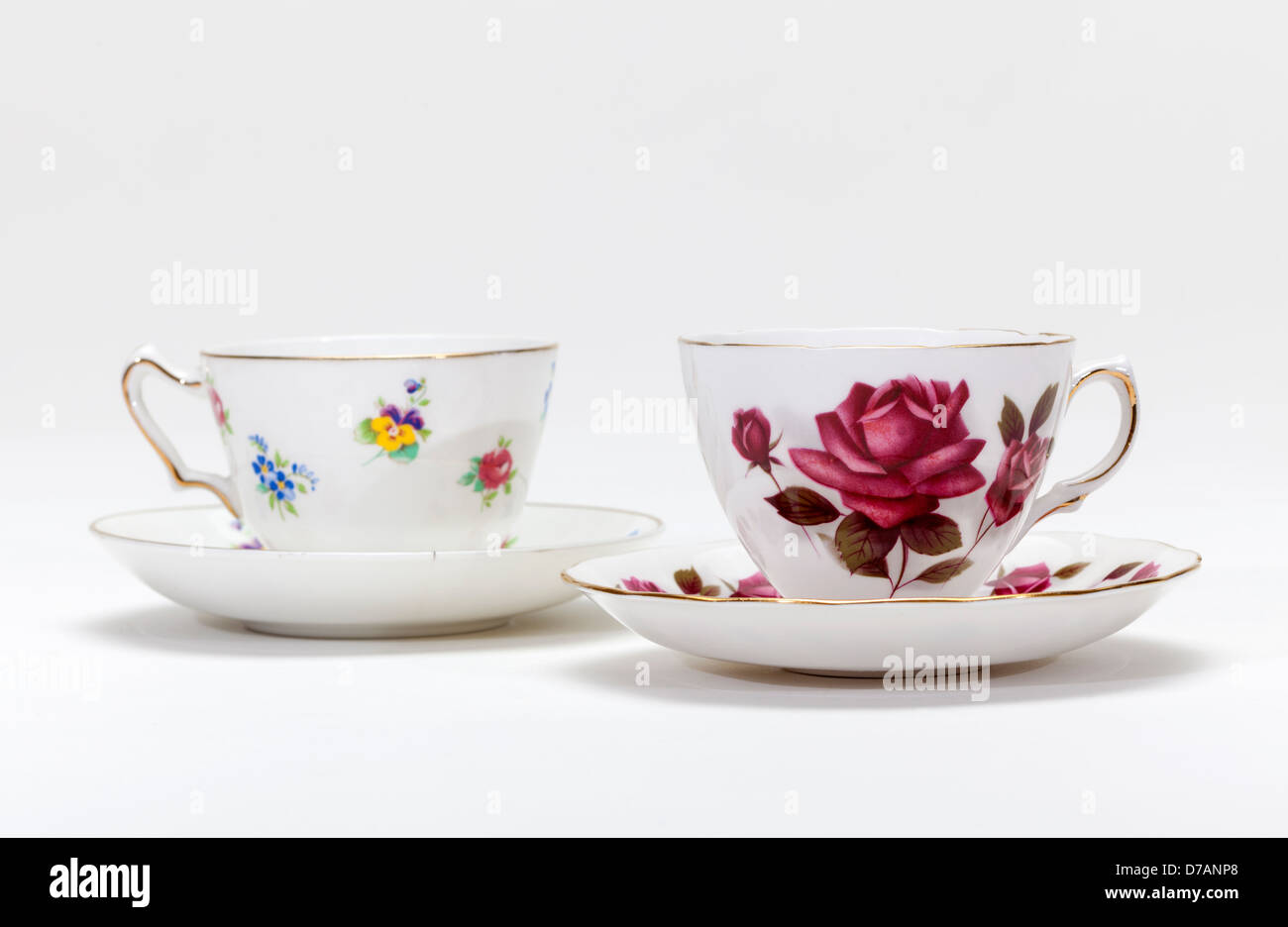 Two Tea Cups and Saucers Stock Photo - Alamy