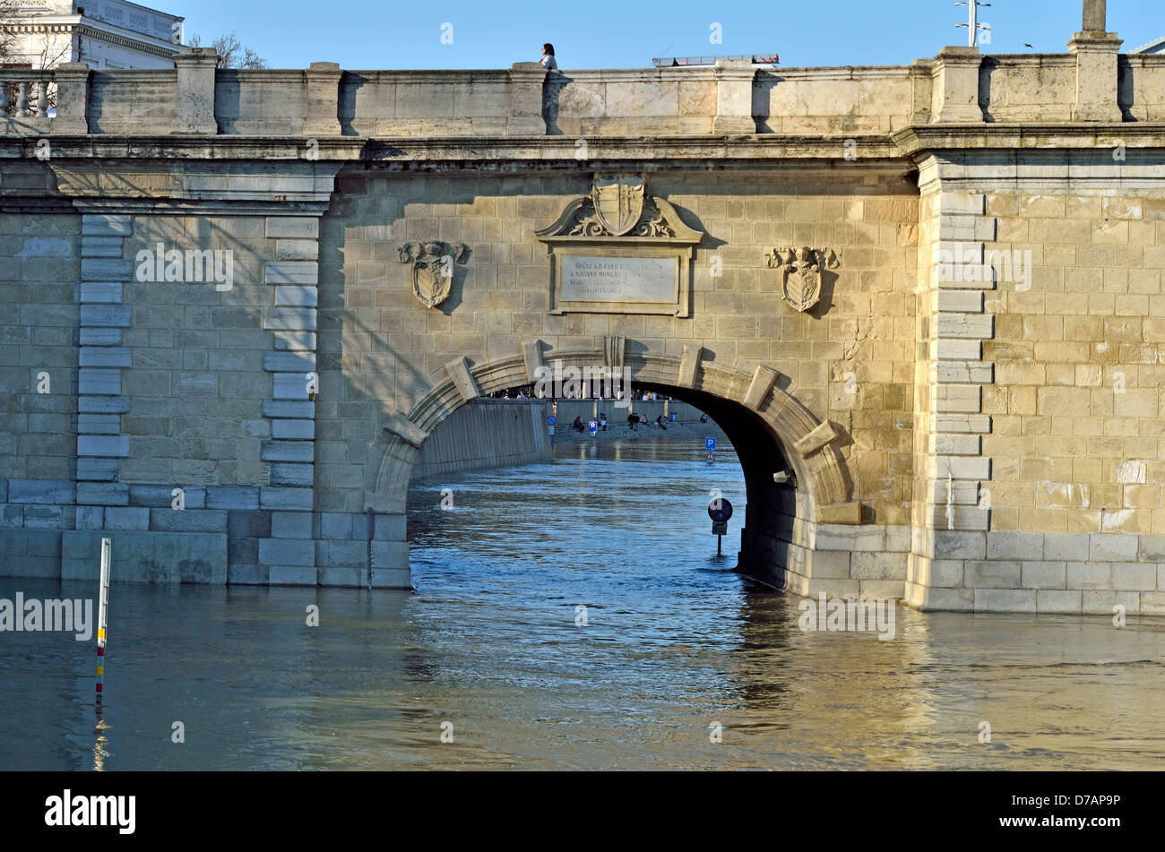 Flooding on the River Tisza at Szeged Hungary CEE road submerged by ...
