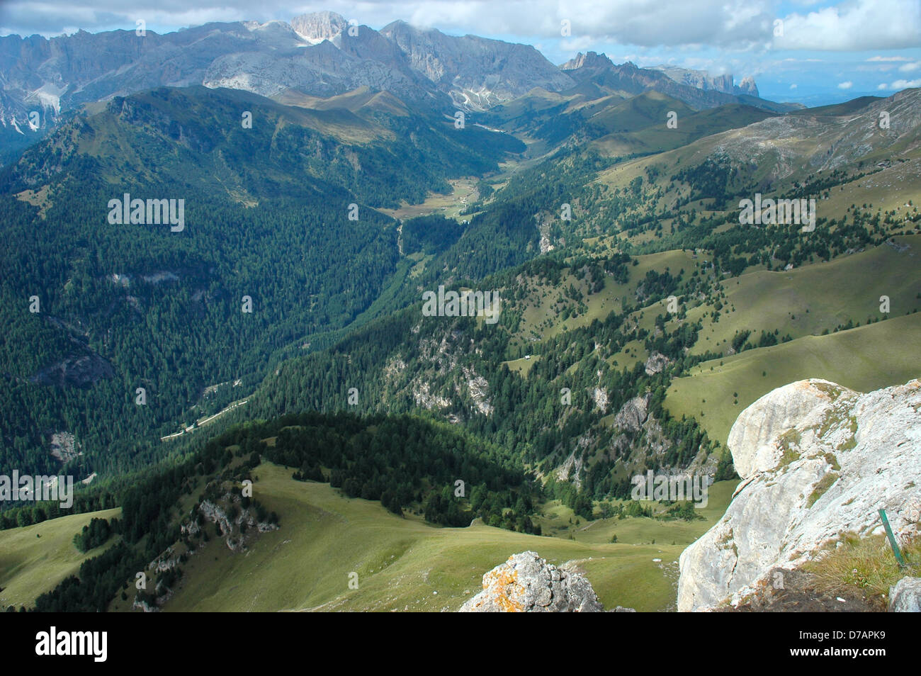 View from the Col Rodella above Canazei cable car in the Italian ...