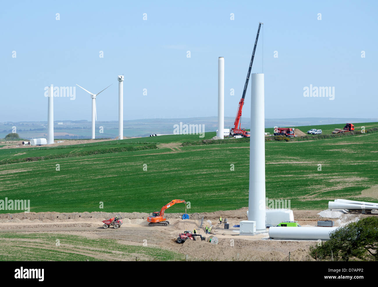 A Wind Farm under construction on the outskirts of Truro, Cornwall, UK ...