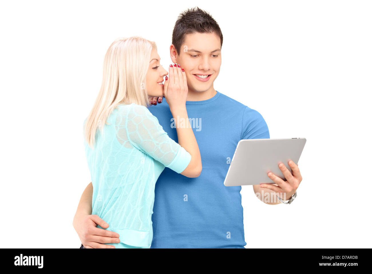Two friends look tablet together hi-res stock photography and images ...