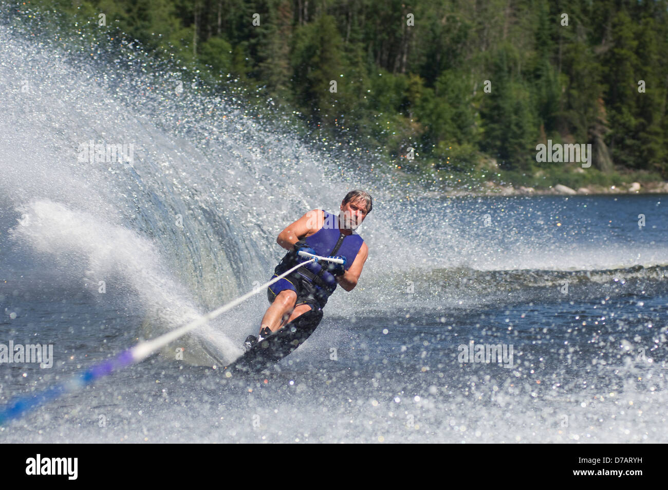 Man Water Skiing On Gunn Lake, Ontario, Canada Stock Photo - Alamy