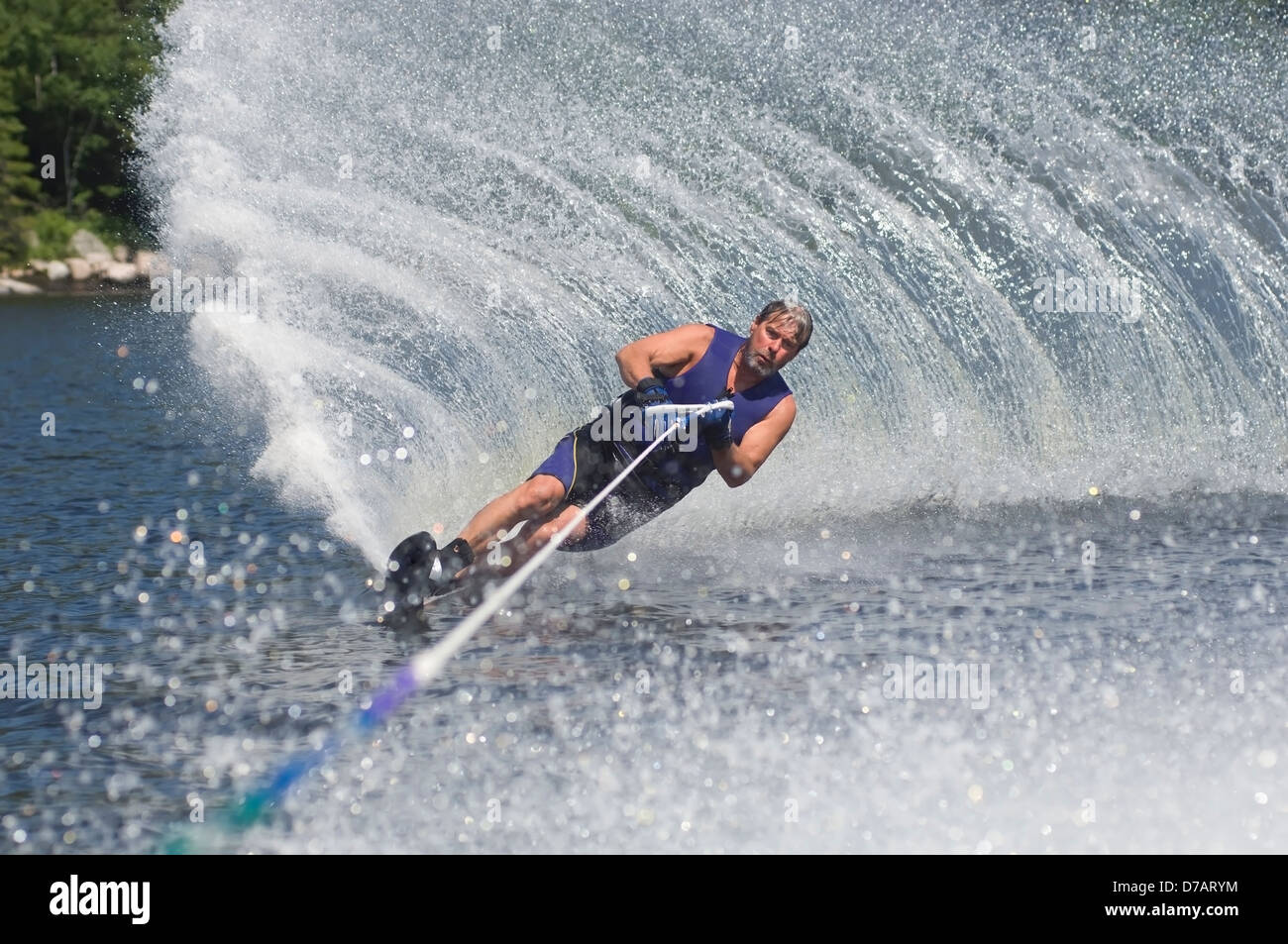 Man Water Skiing On Gunn Lake, Ontario, Canada Stock Photo - Alamy