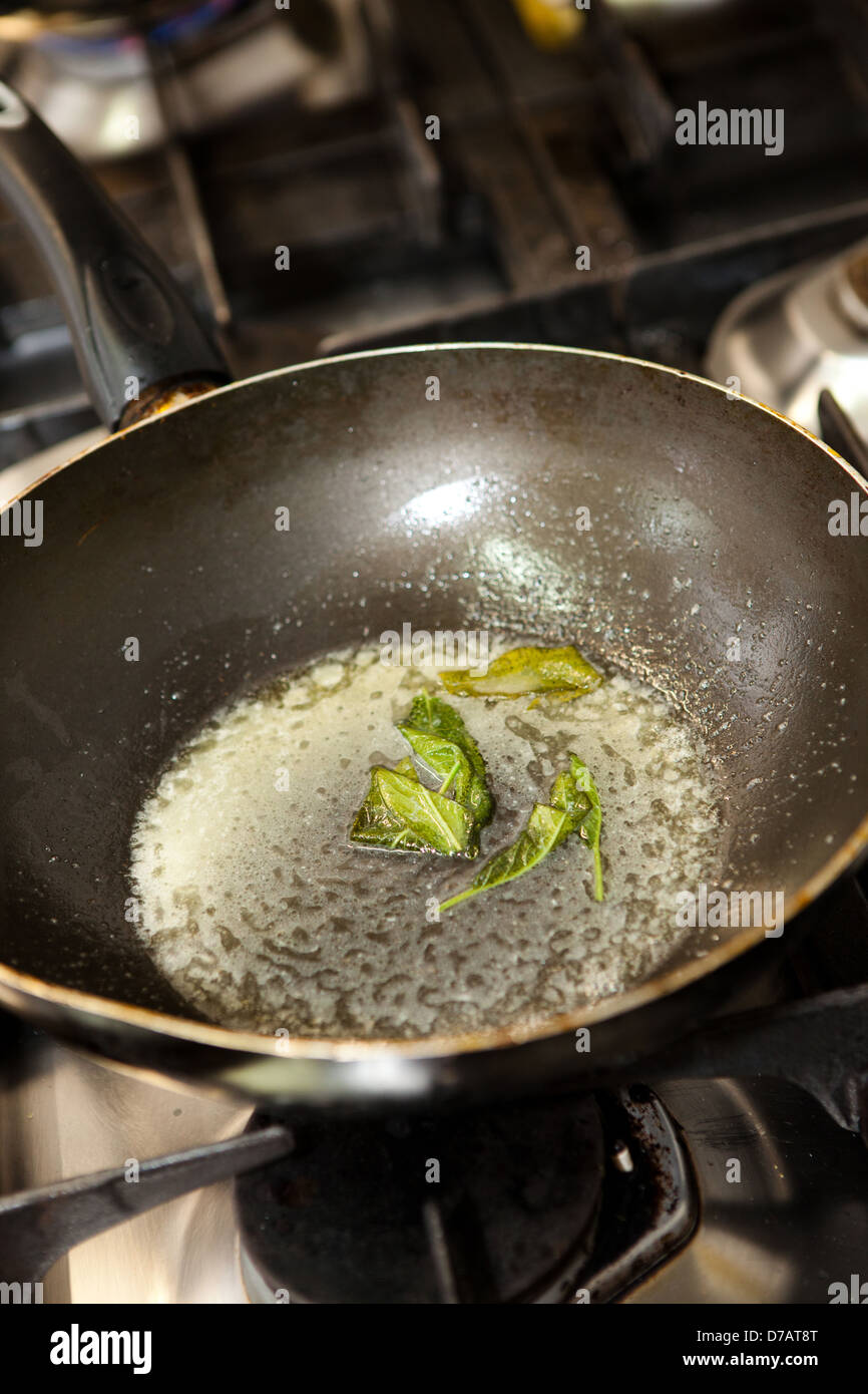 pan with butter and herbs Stock Photo - Alamy