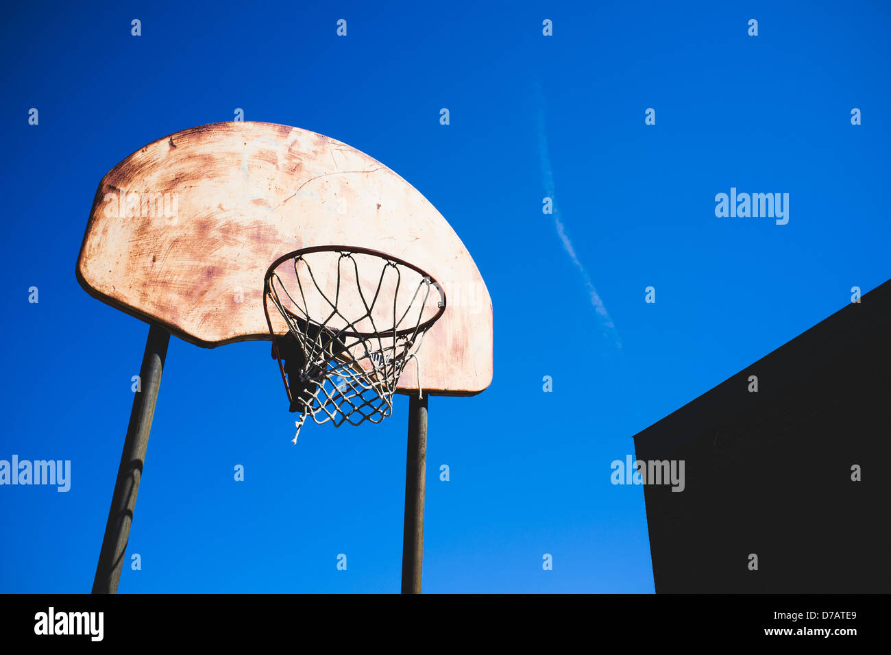 Rusty Basketball Hoop Against A Blue Sky;Beloeil Quebec Canada Stock ...