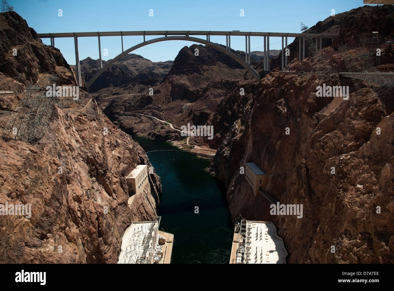 Hoover Dam And New Highway Bridge; Boulder City Nevada Usa Stock Photo ...