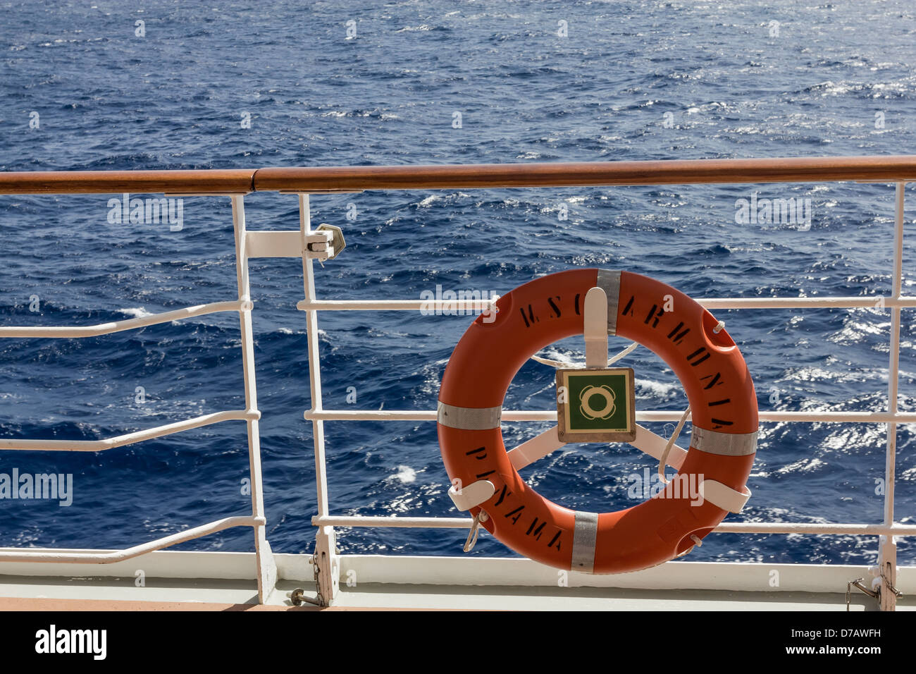 Man overboard life ring on cruise ship MSC Armonia Stock Photo - Alamy
