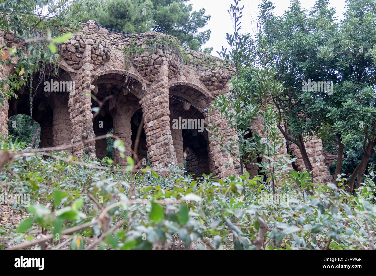 Park Guell garden complex in Barcelona, Spain, designed by Gaudi Stock ...