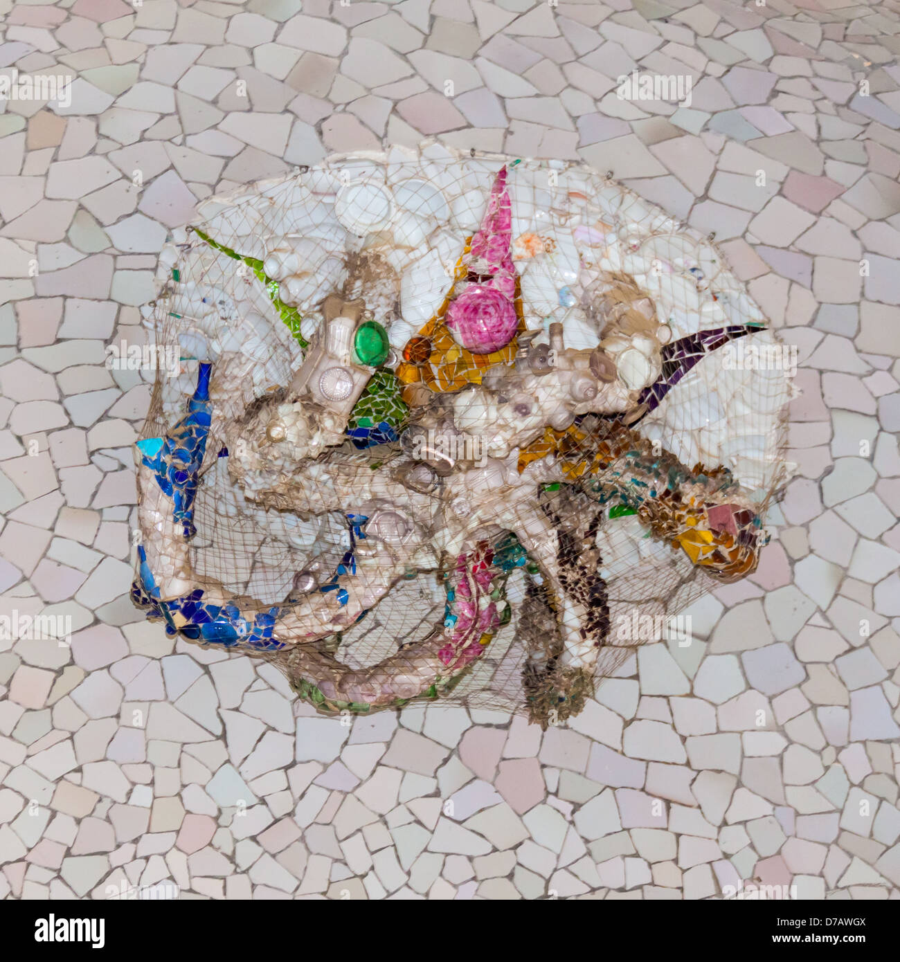Path detail Park Guell garden complex in Barcelons, Spain, designed by ...