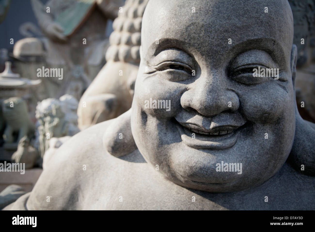 Smiling Stone Buddha Statue;Beijing China Stock Photo - Alamy