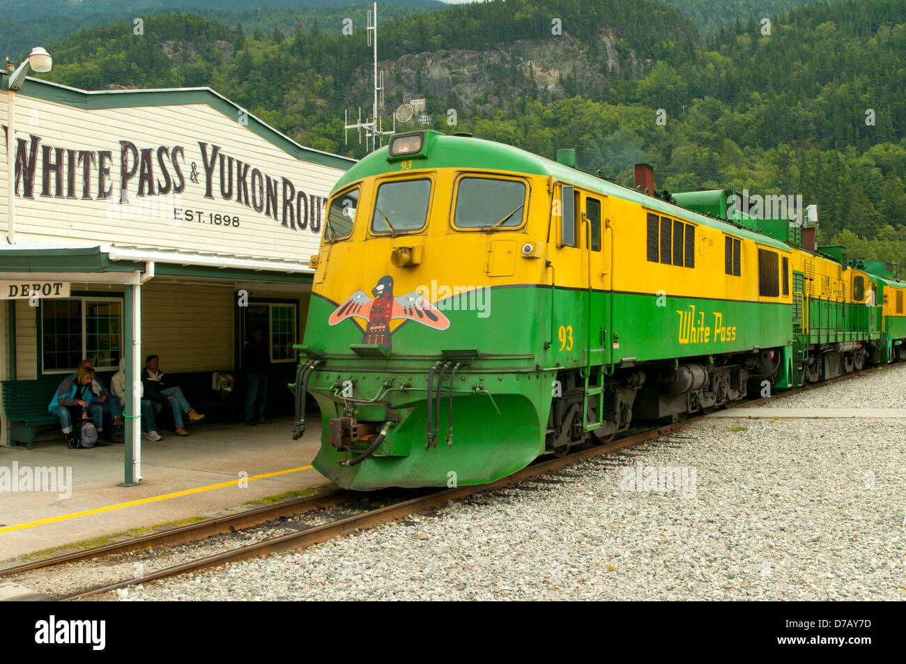 White Pass Yukon Train at Skagway, Alaska, USA Stock Photo - Alamy