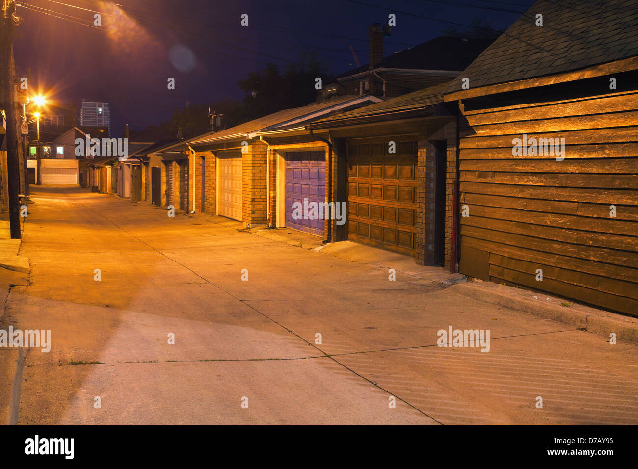 Back lane lined with car garages; toronto ontario canada Stock Photo ...