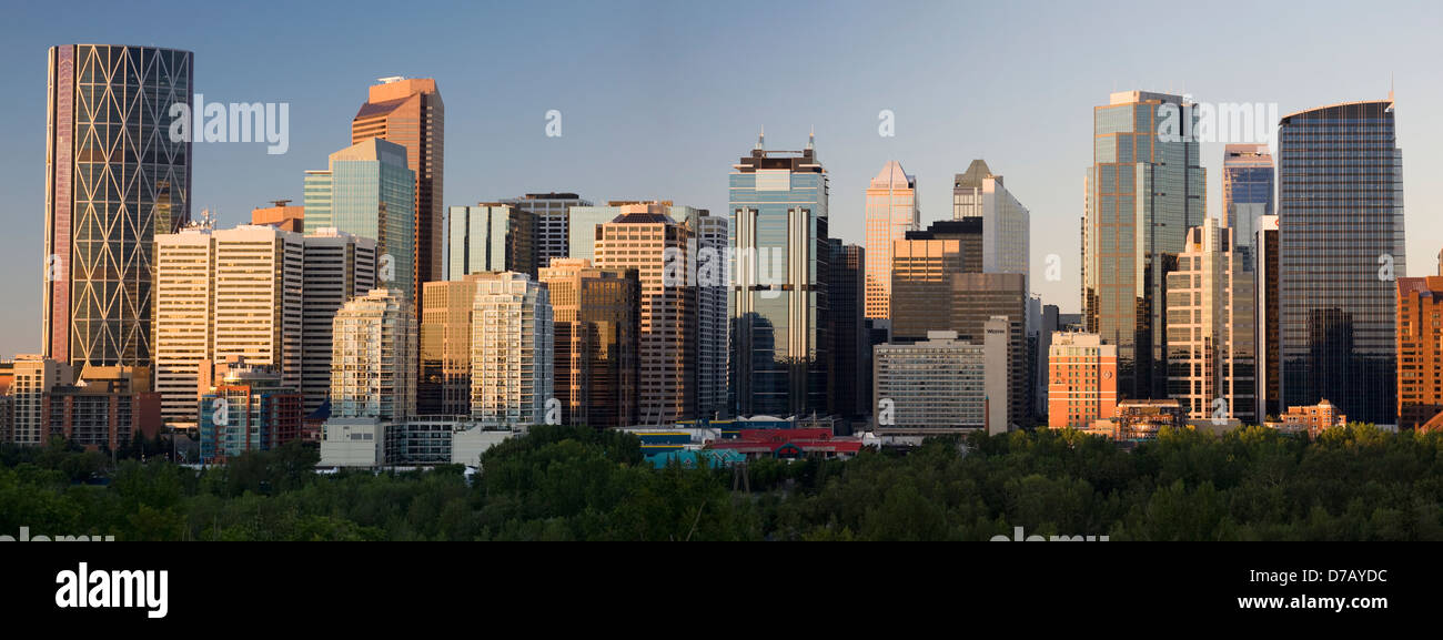 Calgary Skyline At Sunrise With Blue Sky;Calgary Alberta Canada Stock ...