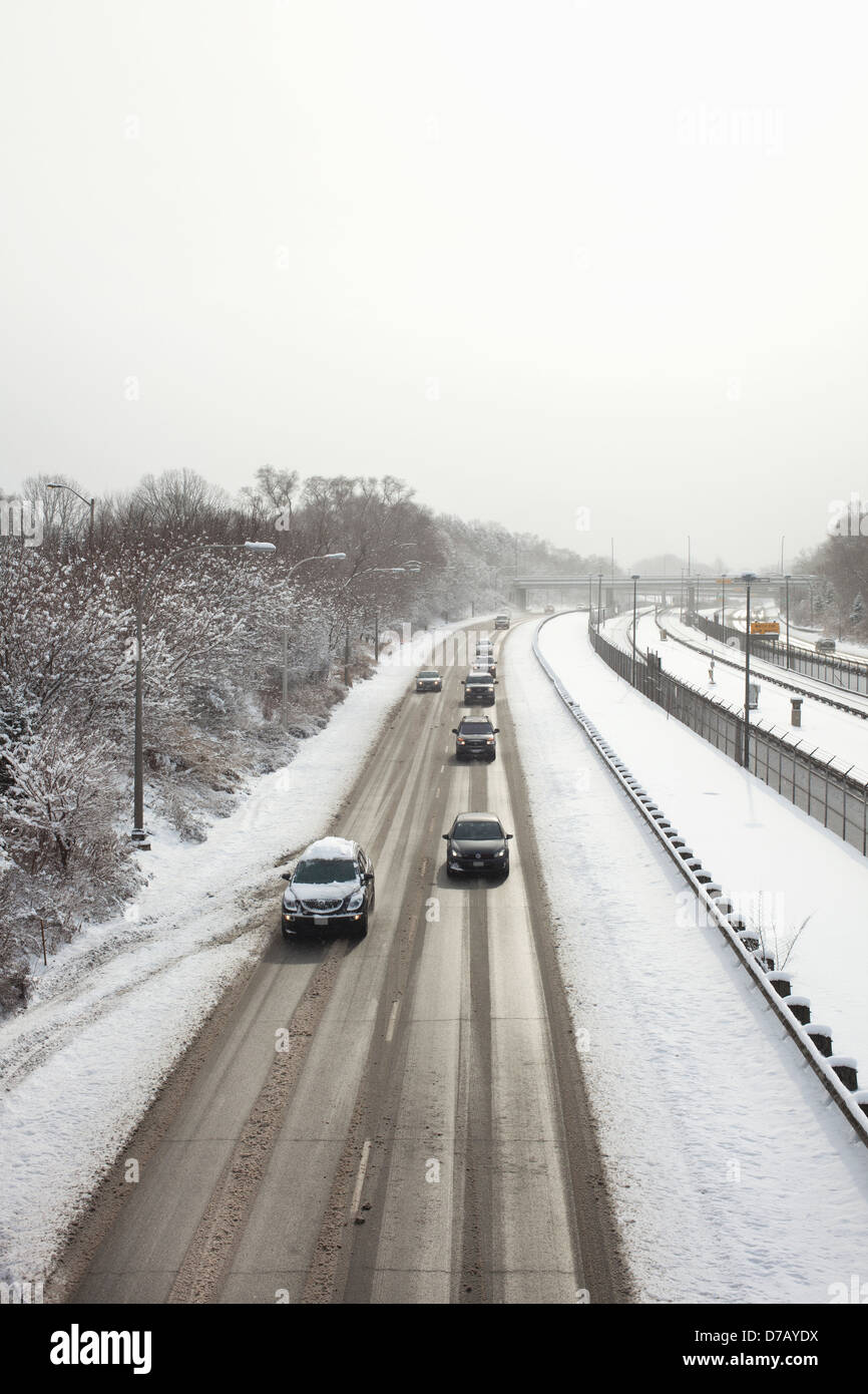 Winter driving on expressway; toronto ontario canada Stock Photo - Alamy