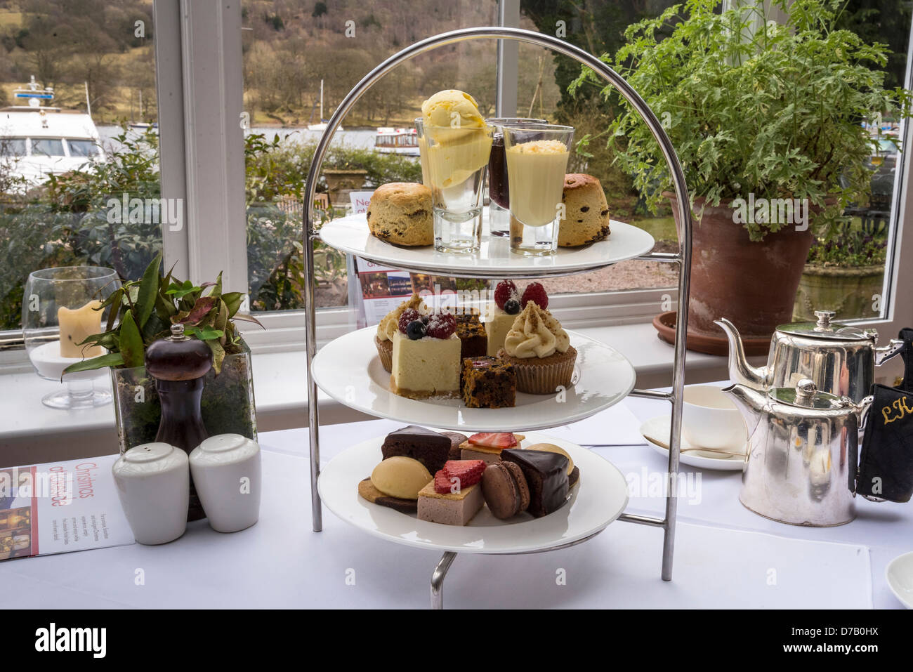 High Tea. Afternoon tea. cakes Stock Photo - Alamy