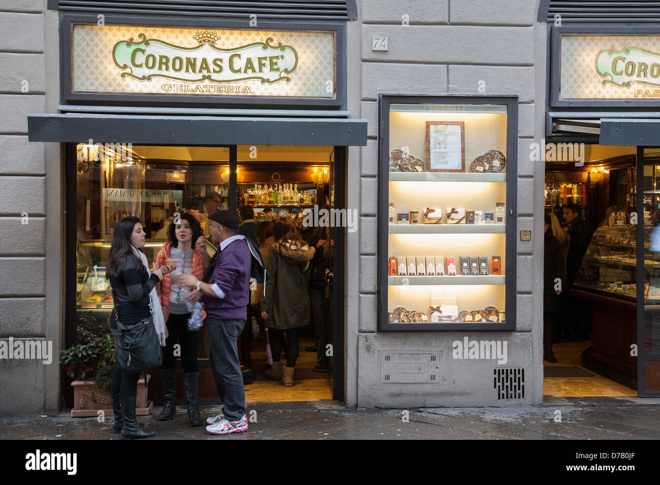 Coronas Cafe Sign, Florence, Italy illuminated at night Stock Photo - Alamy